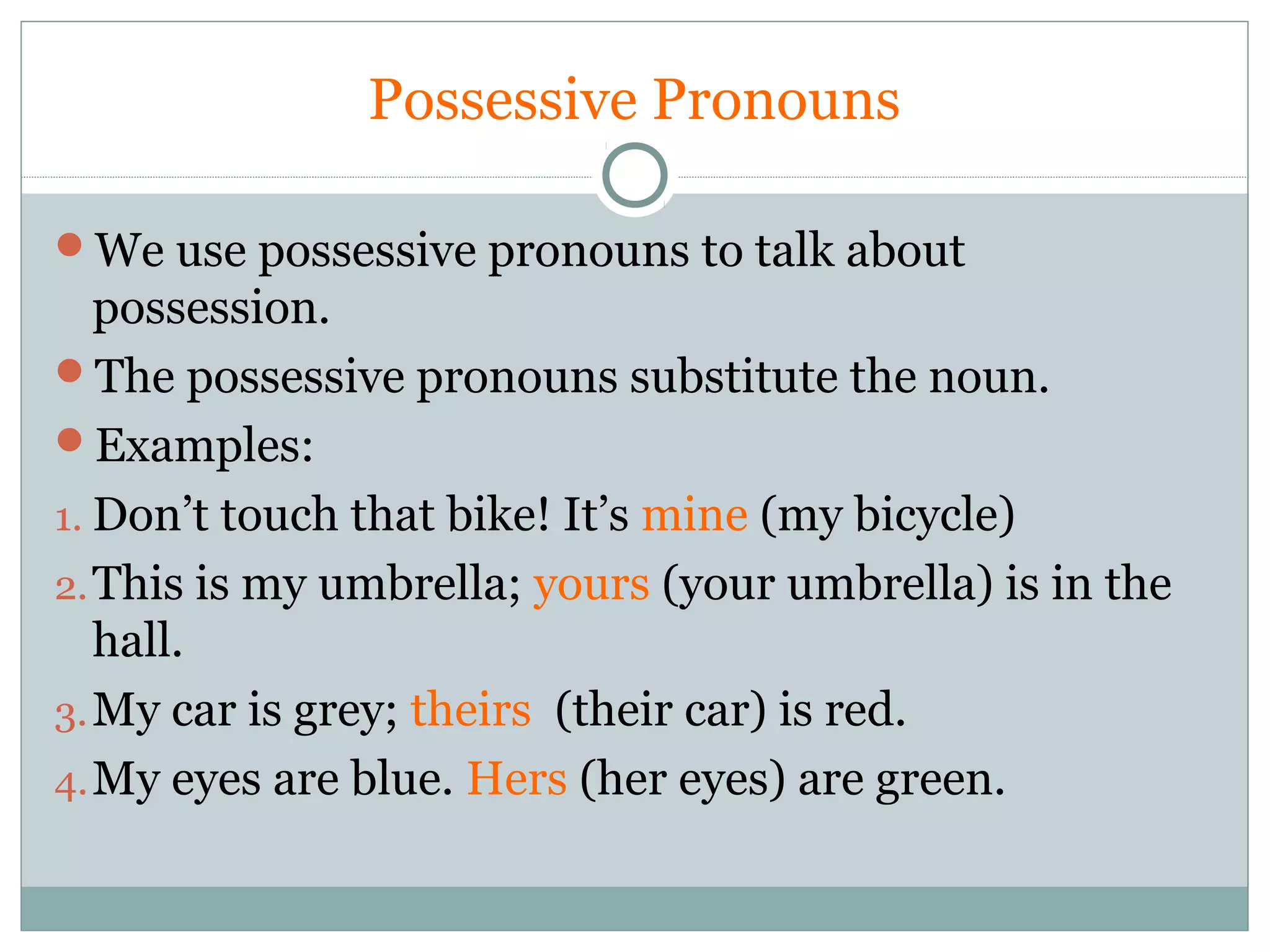 Possessive Pronouns | PPT