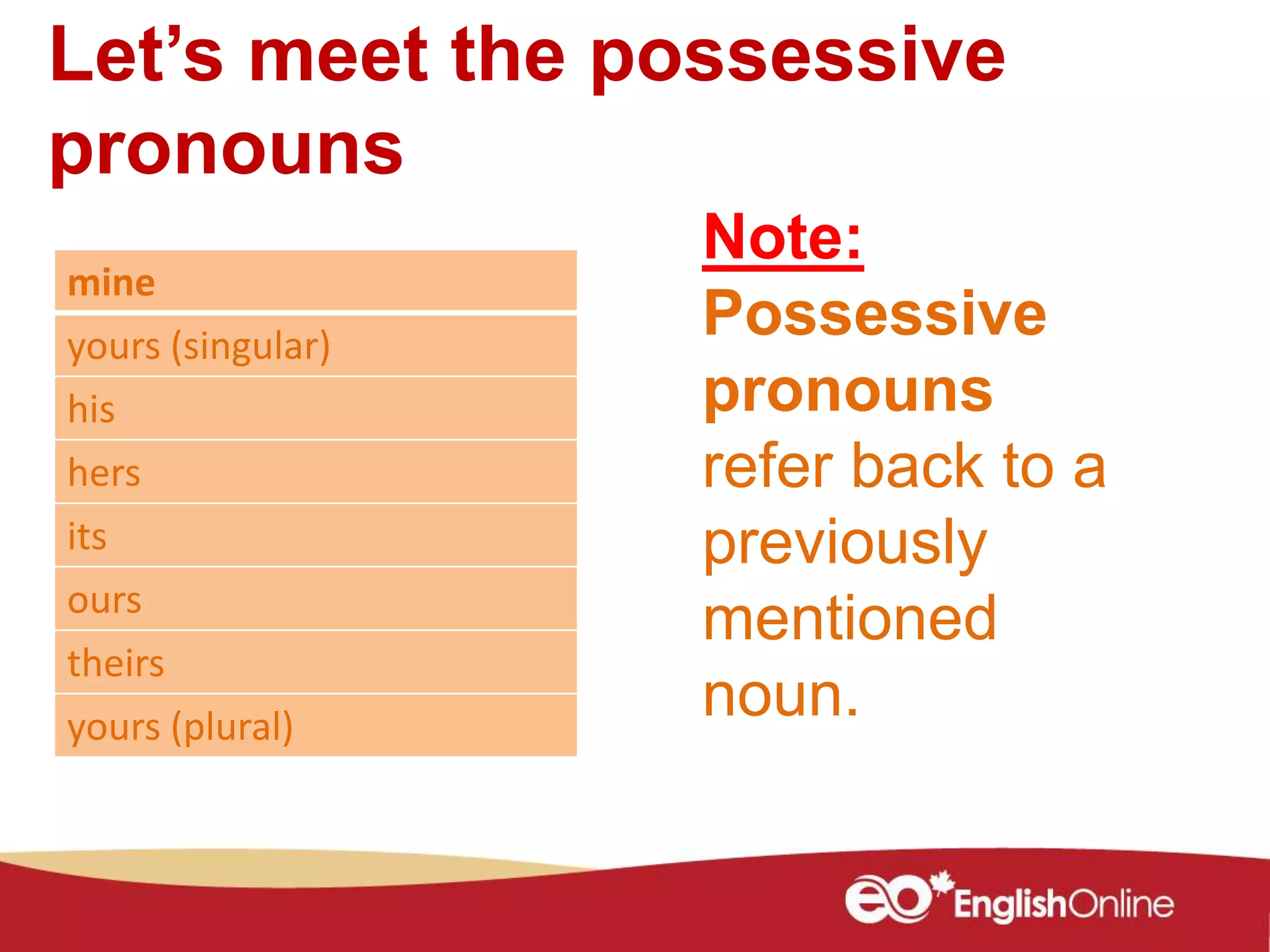 Possessive pronouns | PPTX