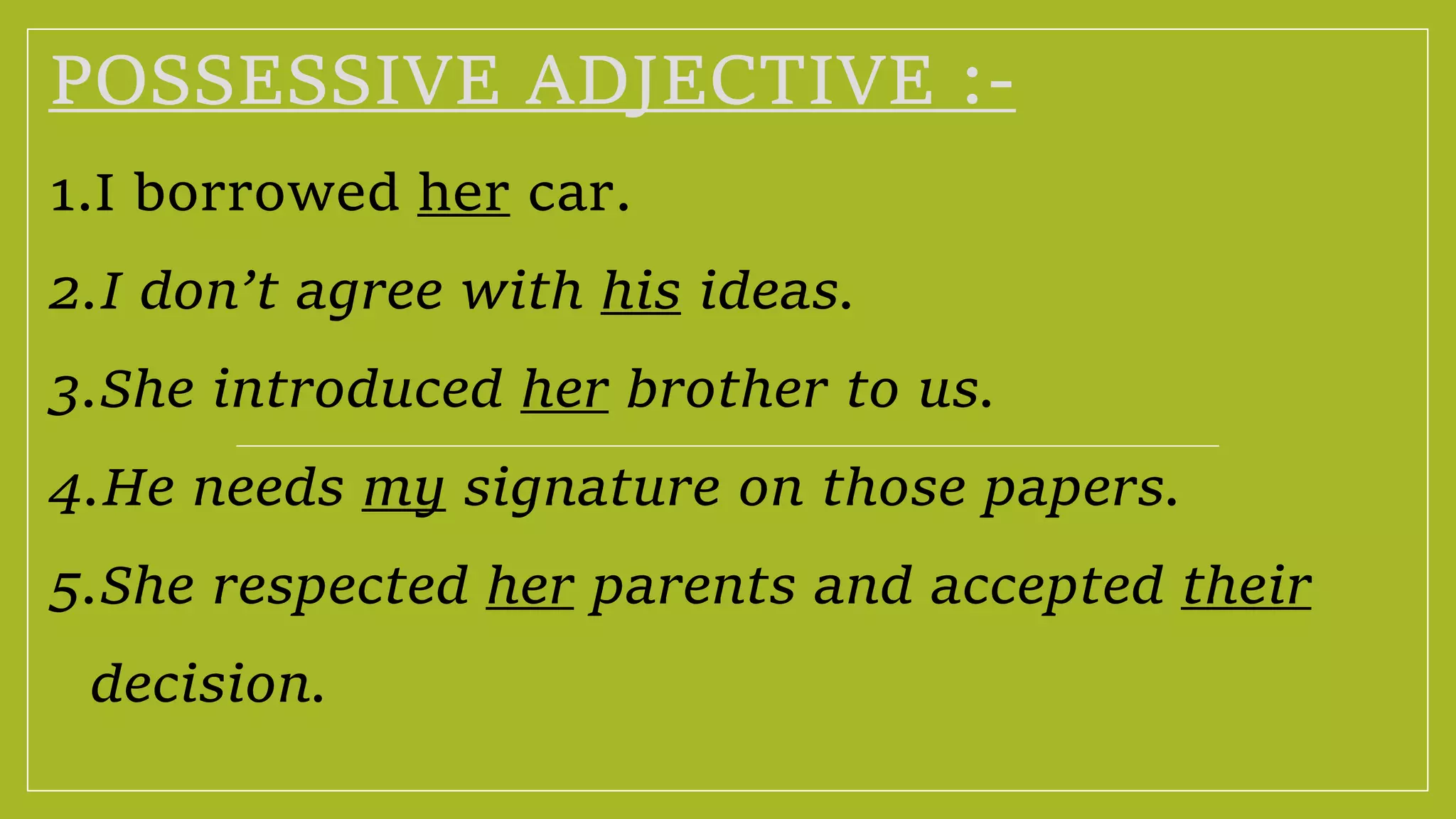 Possessive pronoun vs possessive adjectives | PPTX