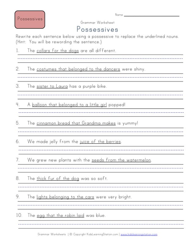 Possessives worksheet-rewrite | PDF