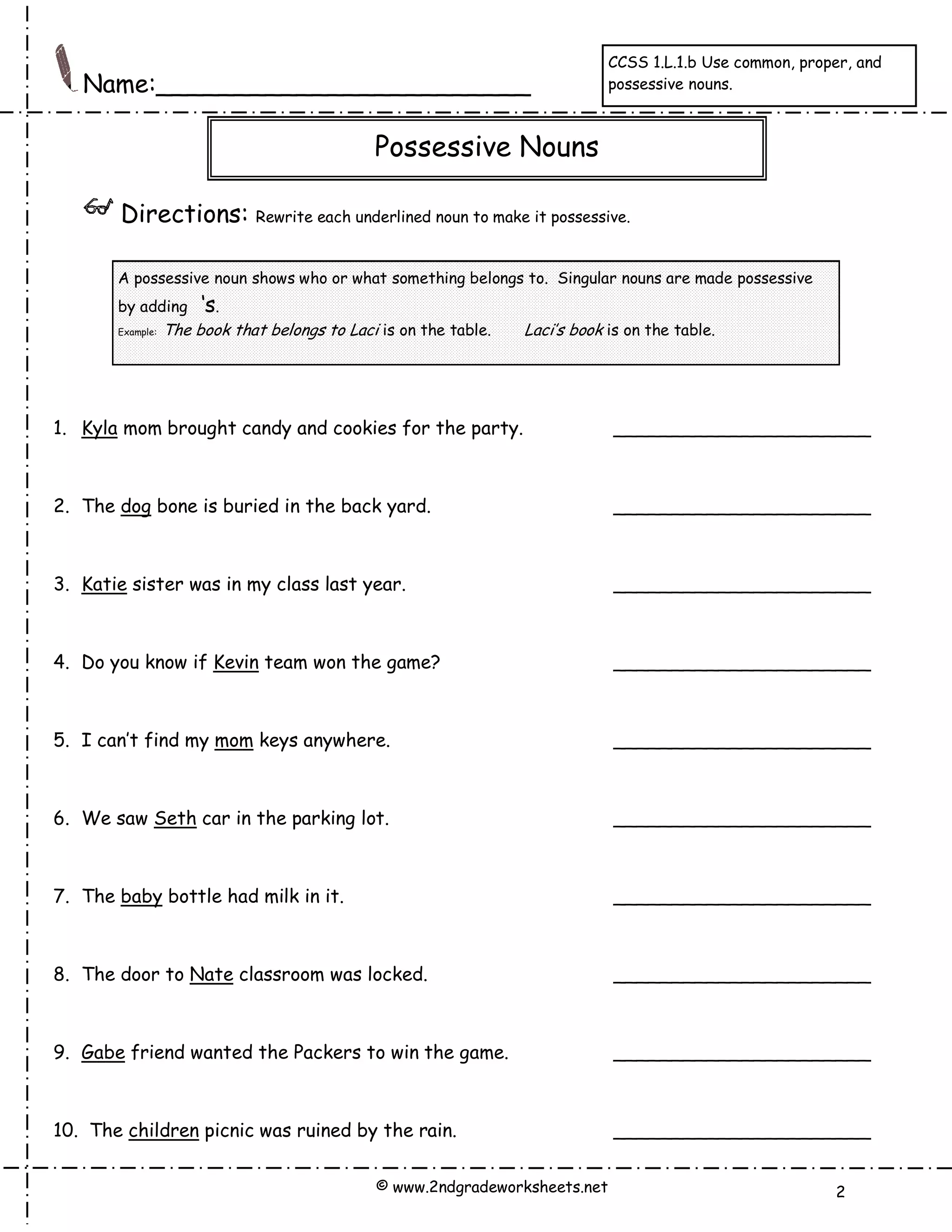 Possessive worksheet | PDF