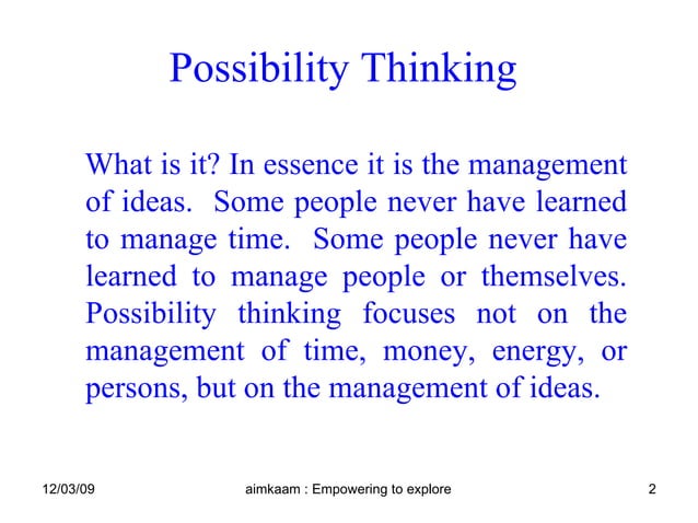 Possibility Thinking | PPT