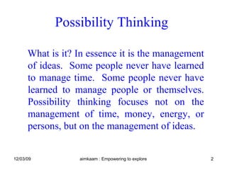 Possibility Thinking | PPS