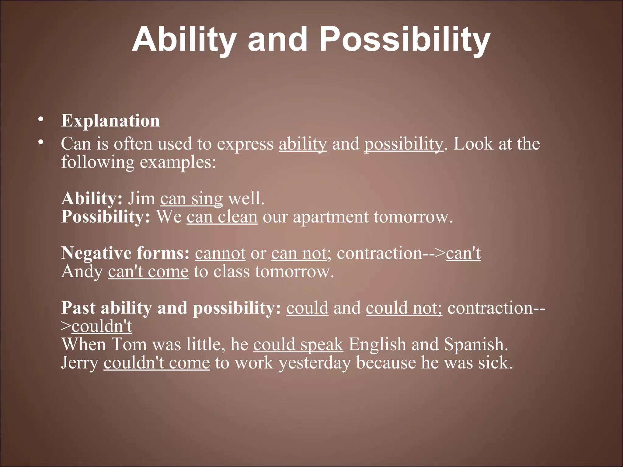 Possibility & ability | PPT