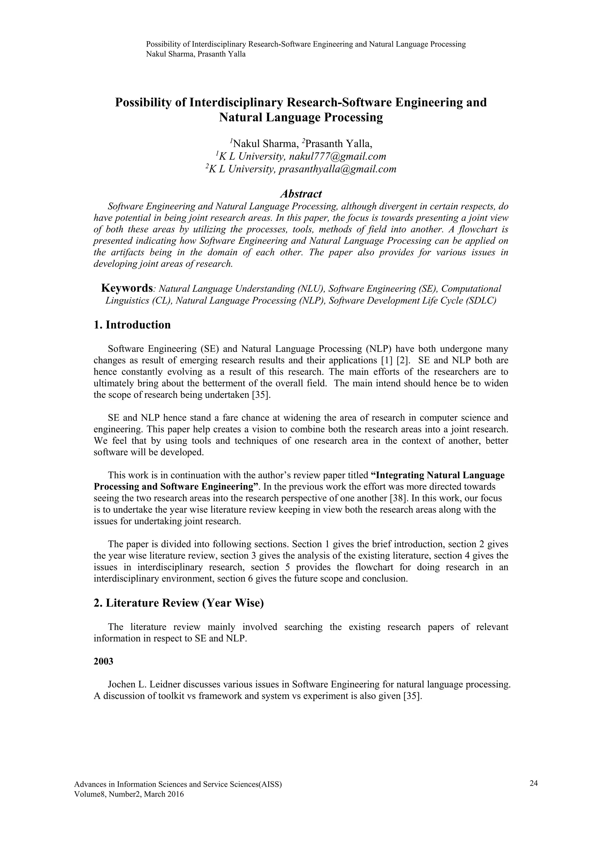 Possibility of interdisciplinary research software engineering andnatural language processing | PDF