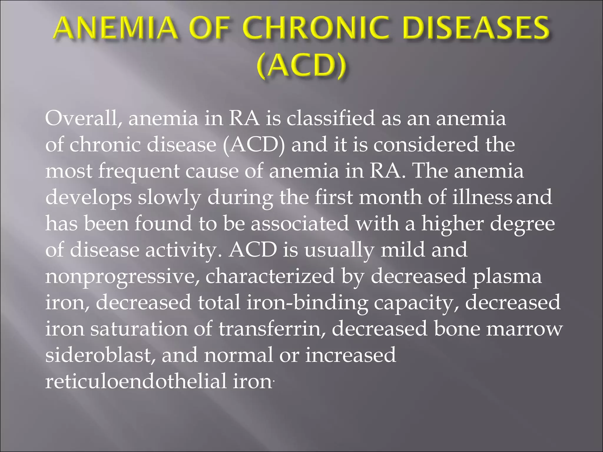 Possible causes of anemia in a patient with rheumatoid | PPT