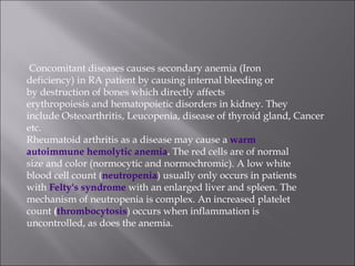 Possible causes of anemia in a patient with rheumatoid | PPT
