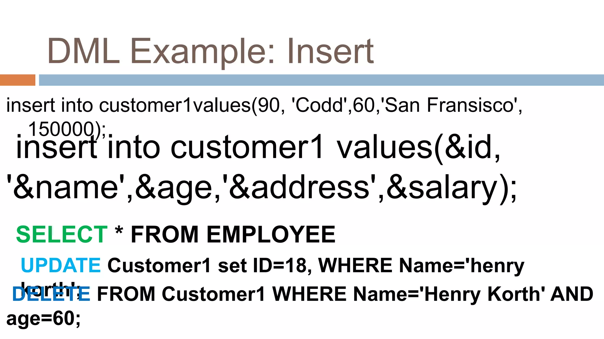 Dbms Notes Ddl Dml Dcl Ppt
