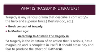 Aristotle concept of tragedy and relate it to with novel Things Fall A ...