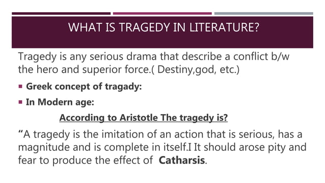 Aristotle concept of tragedy and relate it to with novel Things Fall A ...