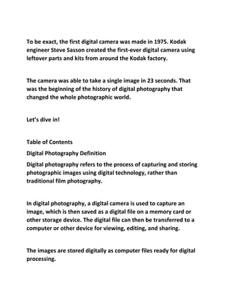 What is Digital Photography | PDF