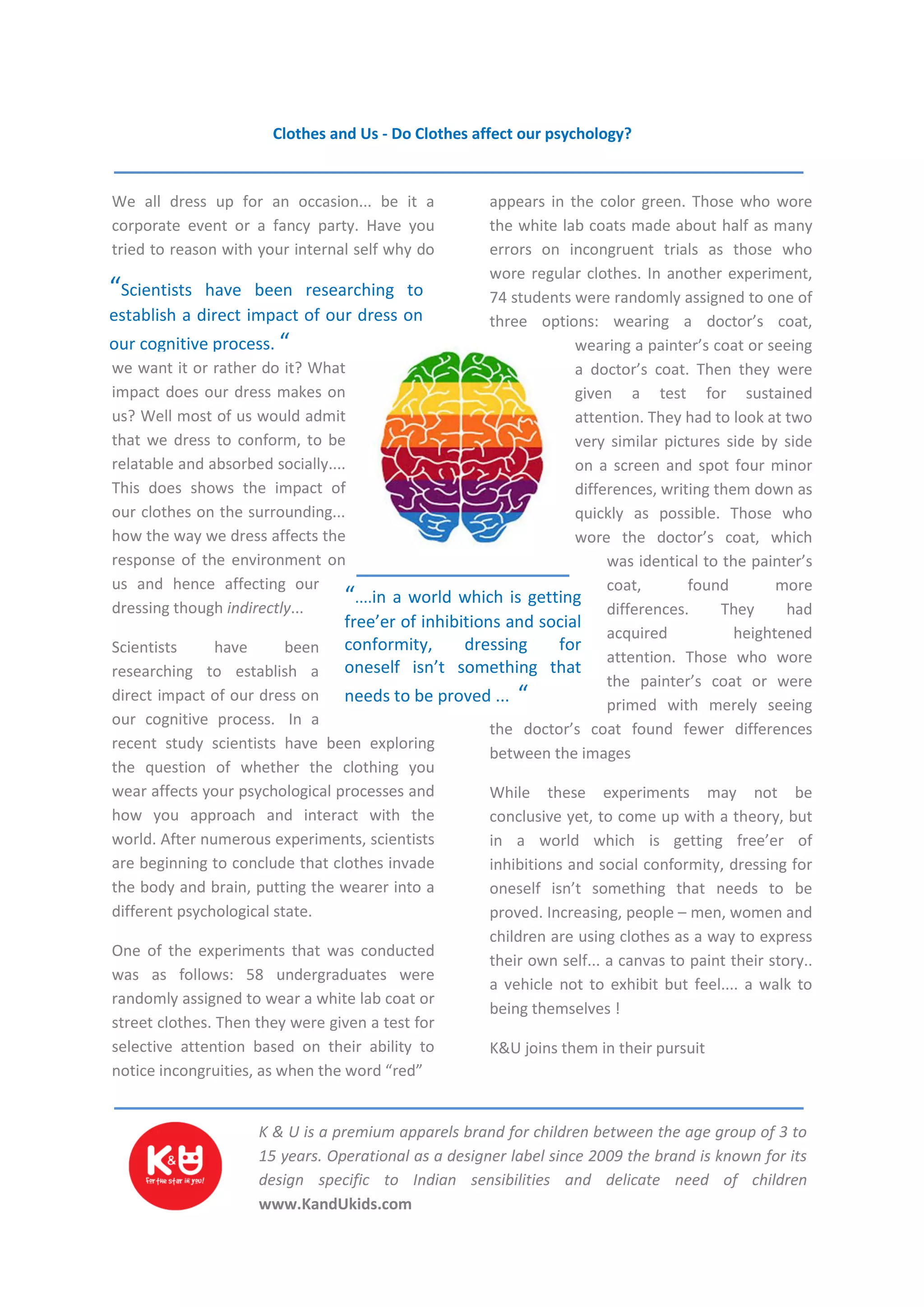 Do Clothes affect our psychology? | PDF