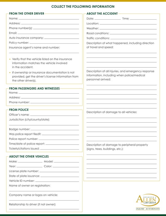 Post Car Accident Checklist | PDF