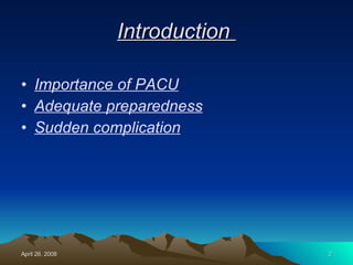 Post Anesthesia Care Unit | PPT