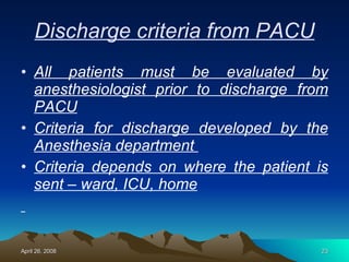 Post Anesthesia Care Unit | PPT