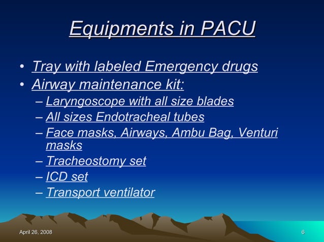 Post Anesthesia Care Unit | PPT | Lung and Respiratory Health ...