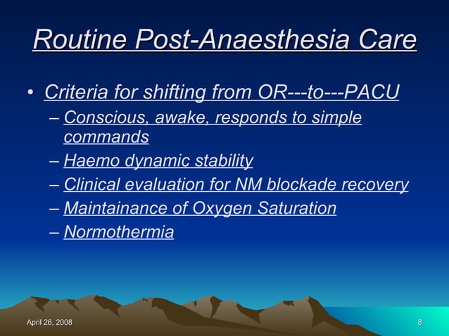 Post Anesthesia Care Unit | PPT | Lung and Respiratory Health ...