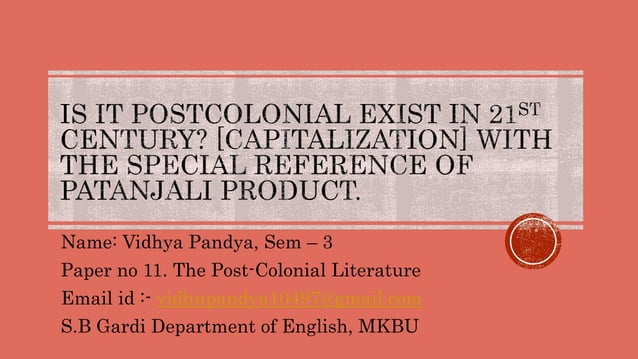 Post colonial paper no 11 | PPT