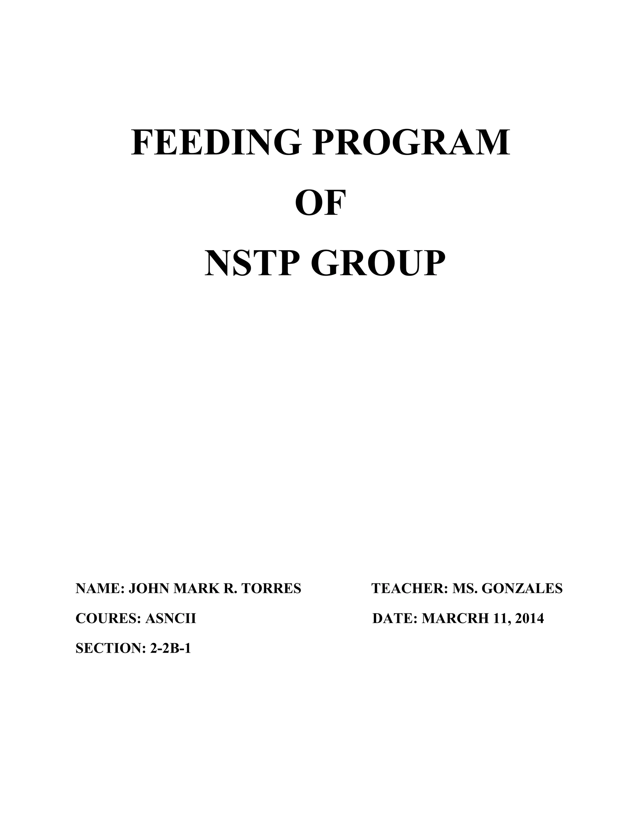 Post community outreach narrative report johnmark torres 03-10-2014 | DOCX