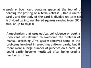 Post coordinate indexing .. Library and information science | PPTX