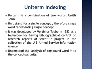 Post coordinate indexing .. Library and information science | PPTX