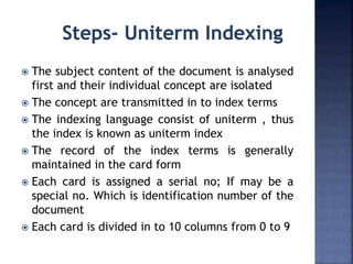 Post coordinate indexing .. Library and information science | PPTX
