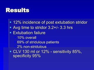 Post extubation stridor | PPT