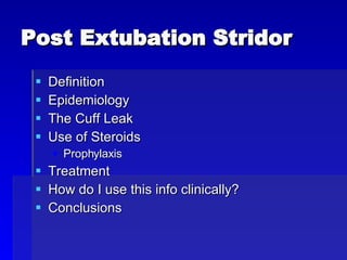 Post extubation stridor | PPT
