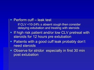 Post extubation stridor | PPT