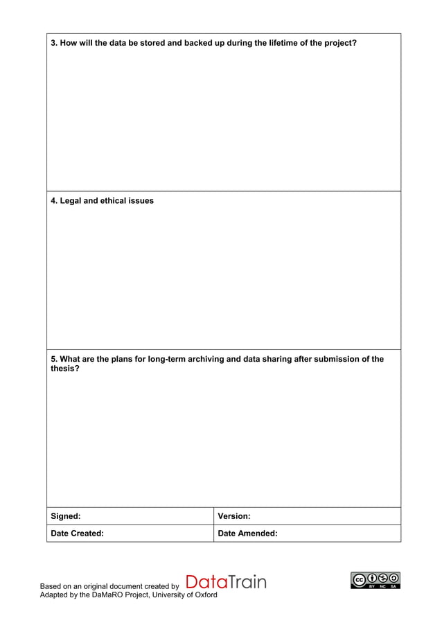 Data management plan template | PDF | Data Storage and Warehousing ...