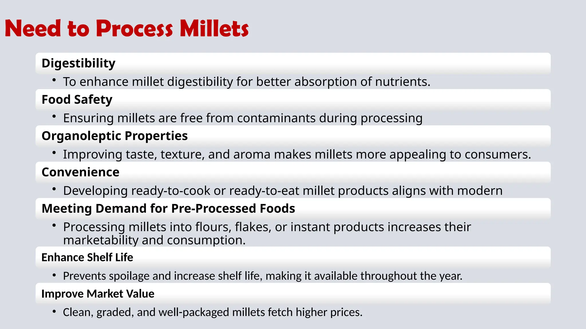 Post-harvest management of millet grains | PPTX