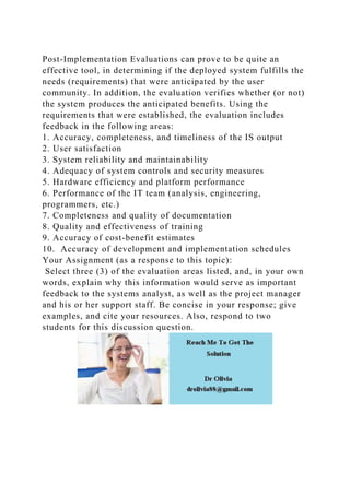 Post-Implementation Evaluations can prove to be quite an effective t.docx
