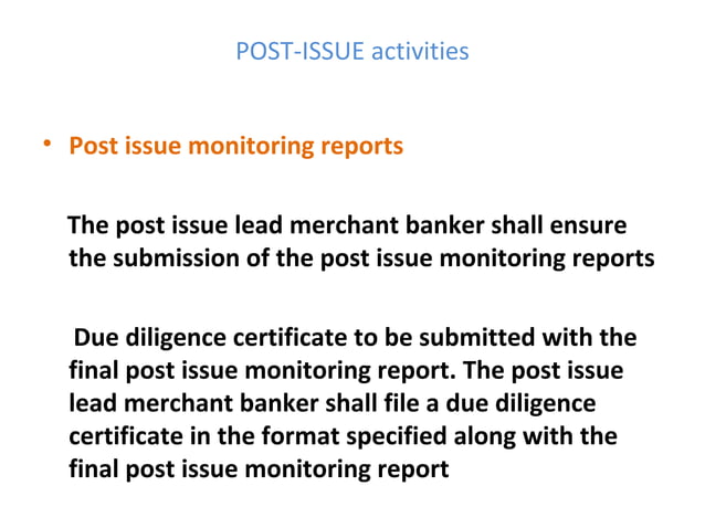 POST-ISSUE ACTIVITIES | PPT