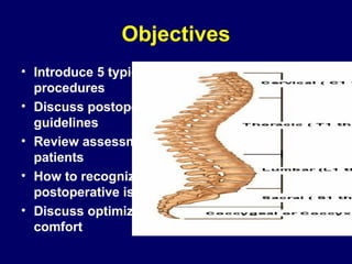 postoperative care of cervical and lumbar spine surgeries | PPT
