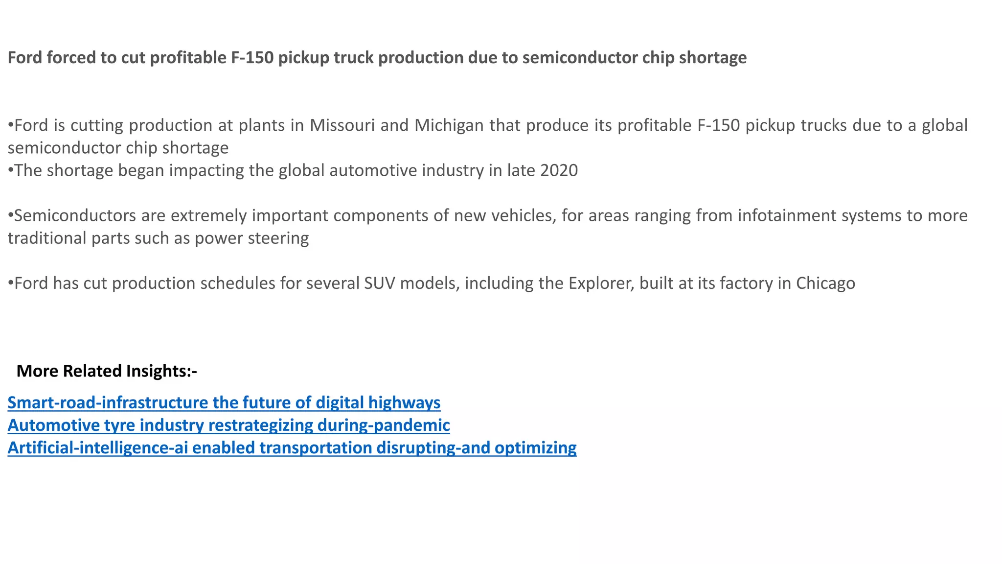 POST-PANDEMIC EFFECT: FORD CUTTING DOWN PRODUCTION VOLUME | PPT