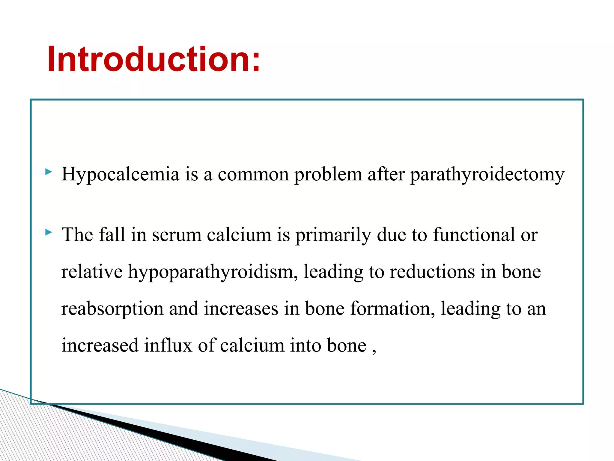 Post parathyroidectomy hypocalcemia dng 2019prof.osama elshahata | PPT