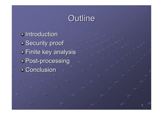 Post processing for quantum key distribution | PDF