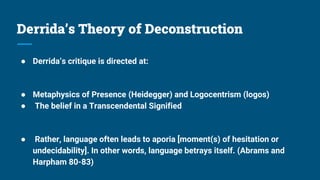 Post Structuralism and Deconstruction - a conceptual overview | PPT