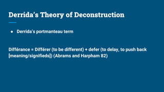 Post Structuralism and Deconstruction - a conceptual overview | PPTX