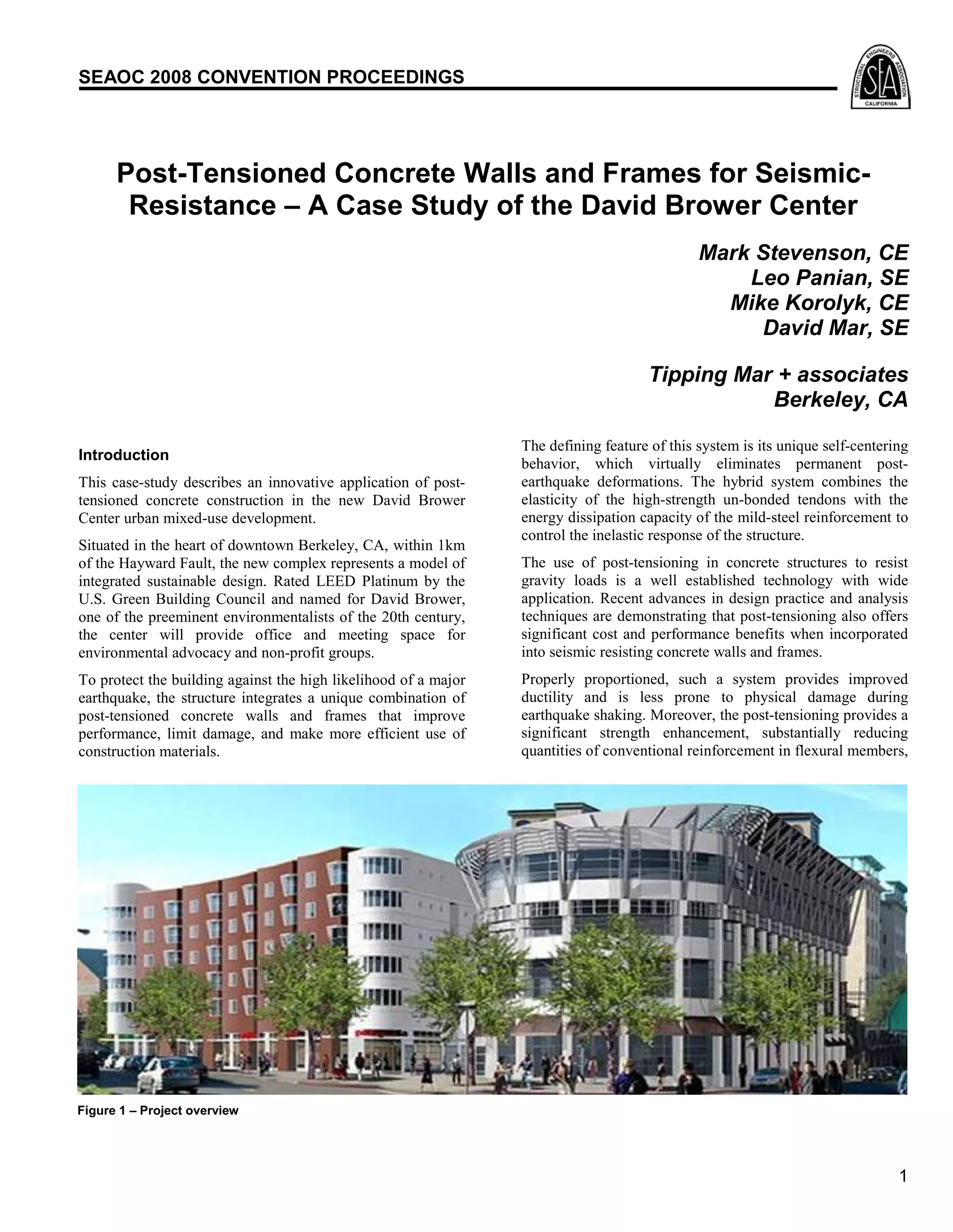 Post tensioned concrete walls & frames for seismic resistance | PDF