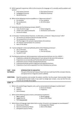 Post test-LET Review English Majors | DOCX