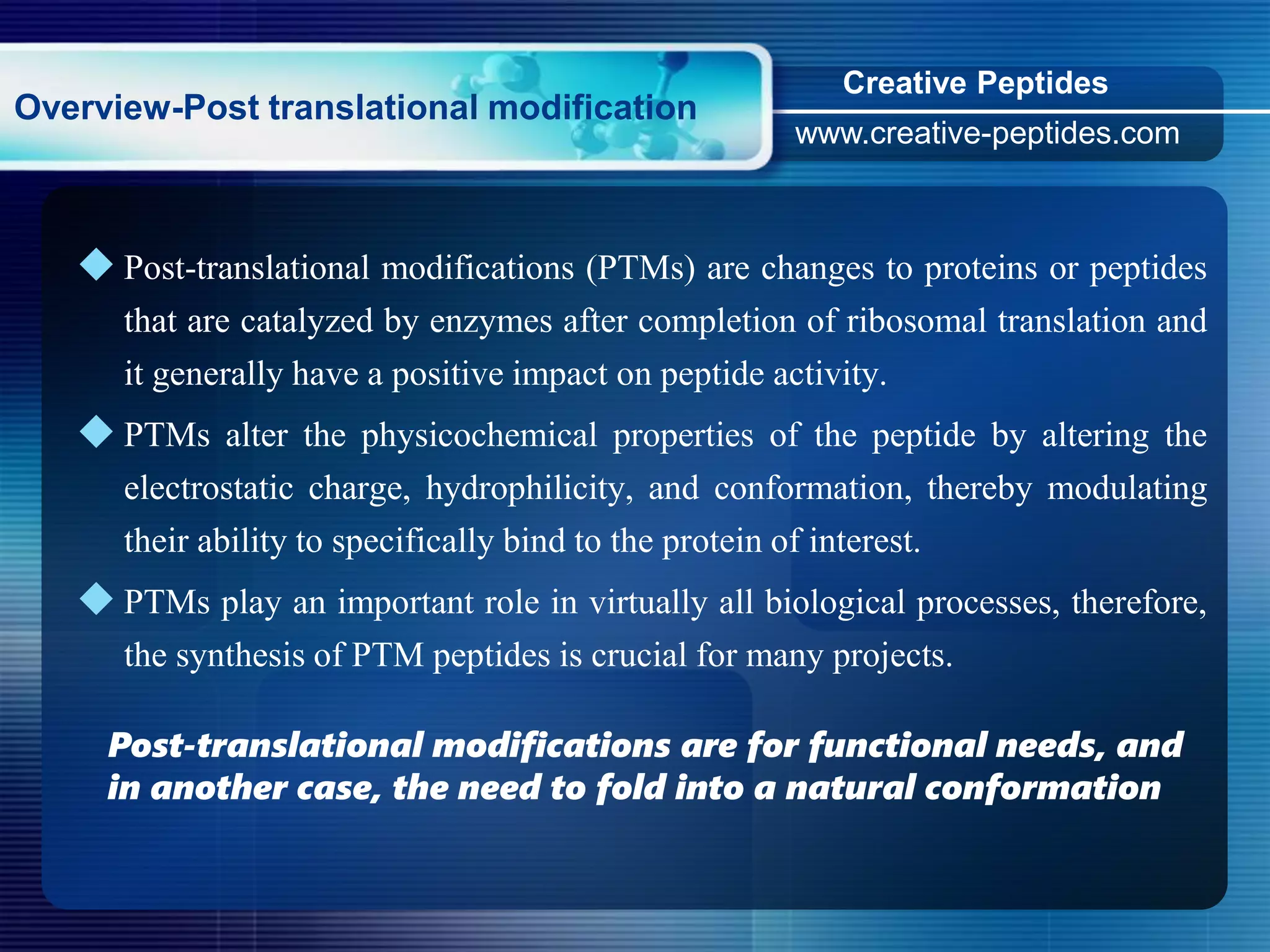 Post Translational Modification Creative Peptides Ppt