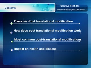Post translational-modification-creative-peptides | PPT
