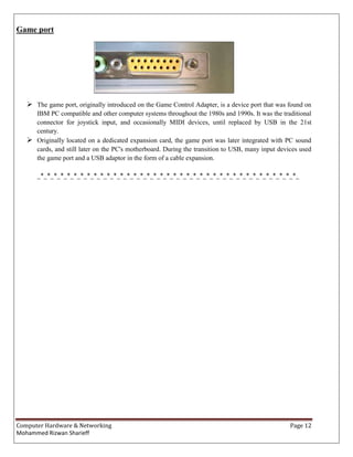 Computer Hardware and Networking Tutorial for beginners | DOCX