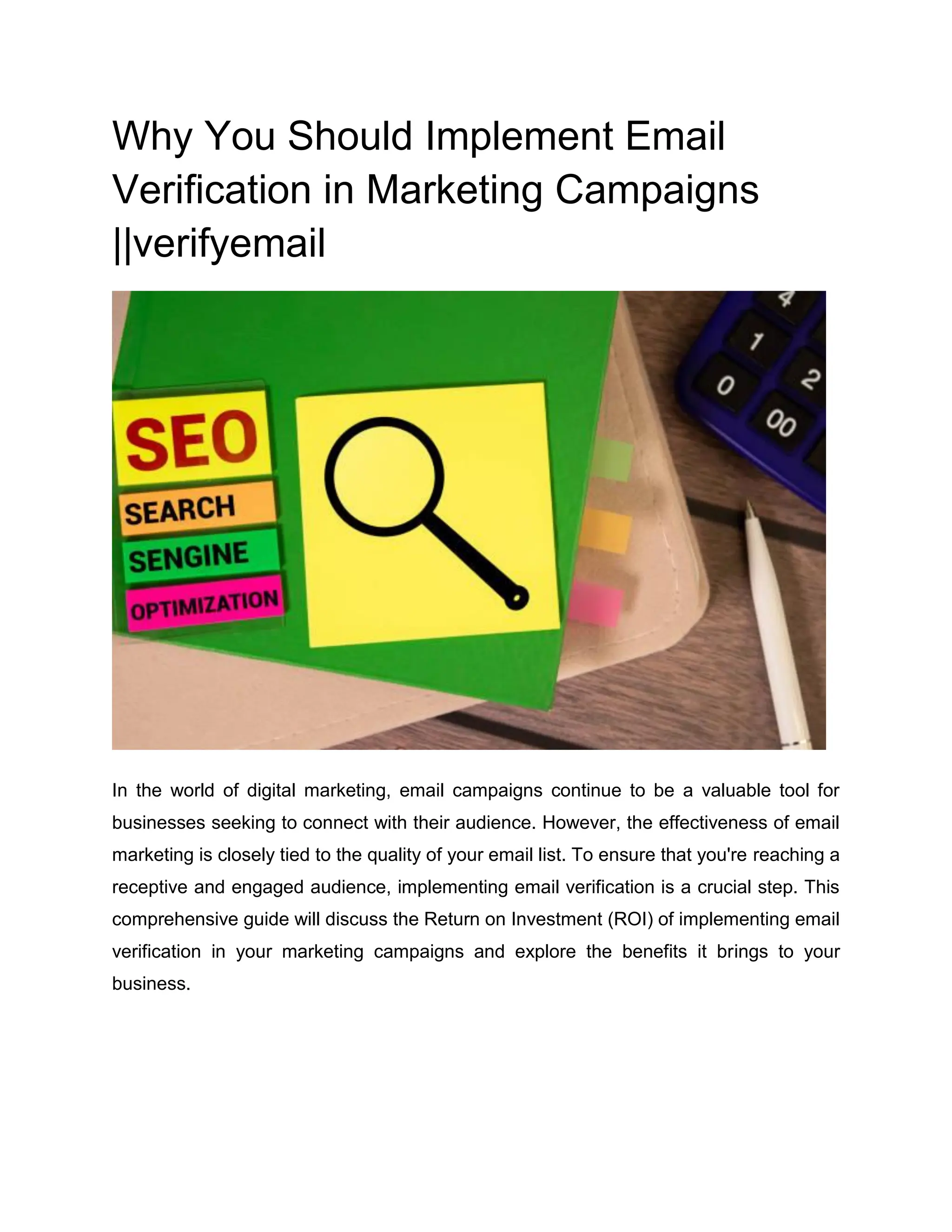 Why You Should Implement Email Verification in Marketing Campaigns ||verifyemail | PDF | Email ...
