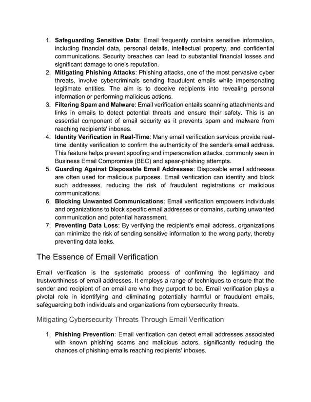 Enhancing Email Security A Comprehensive Examination Of Email Verification In Cybersecurity