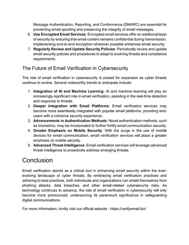 Enhancing Email Security A Comprehensive Examination Of Email Verification In Cybersecurity