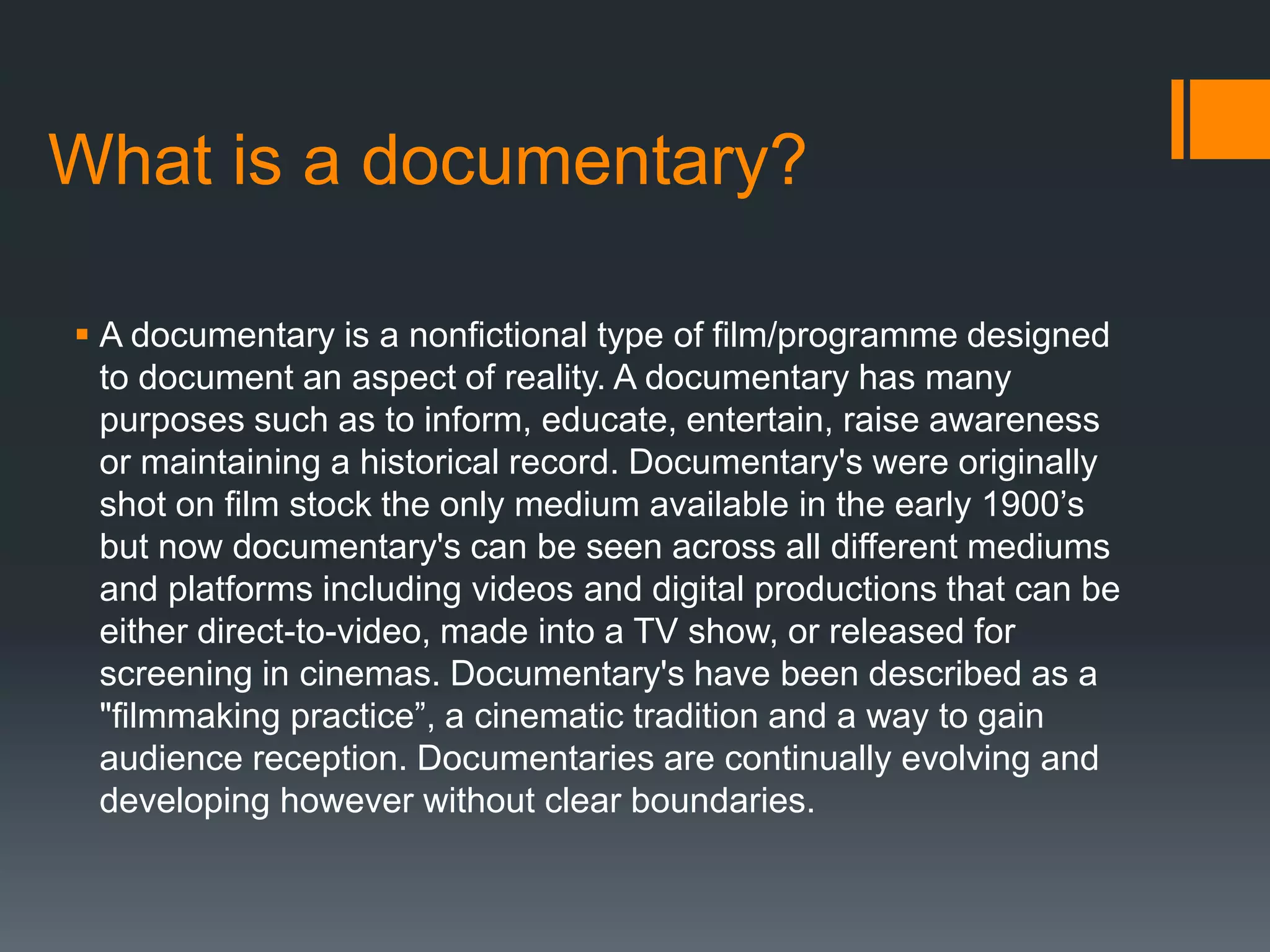 Post 3 history of documentaries | PPTX