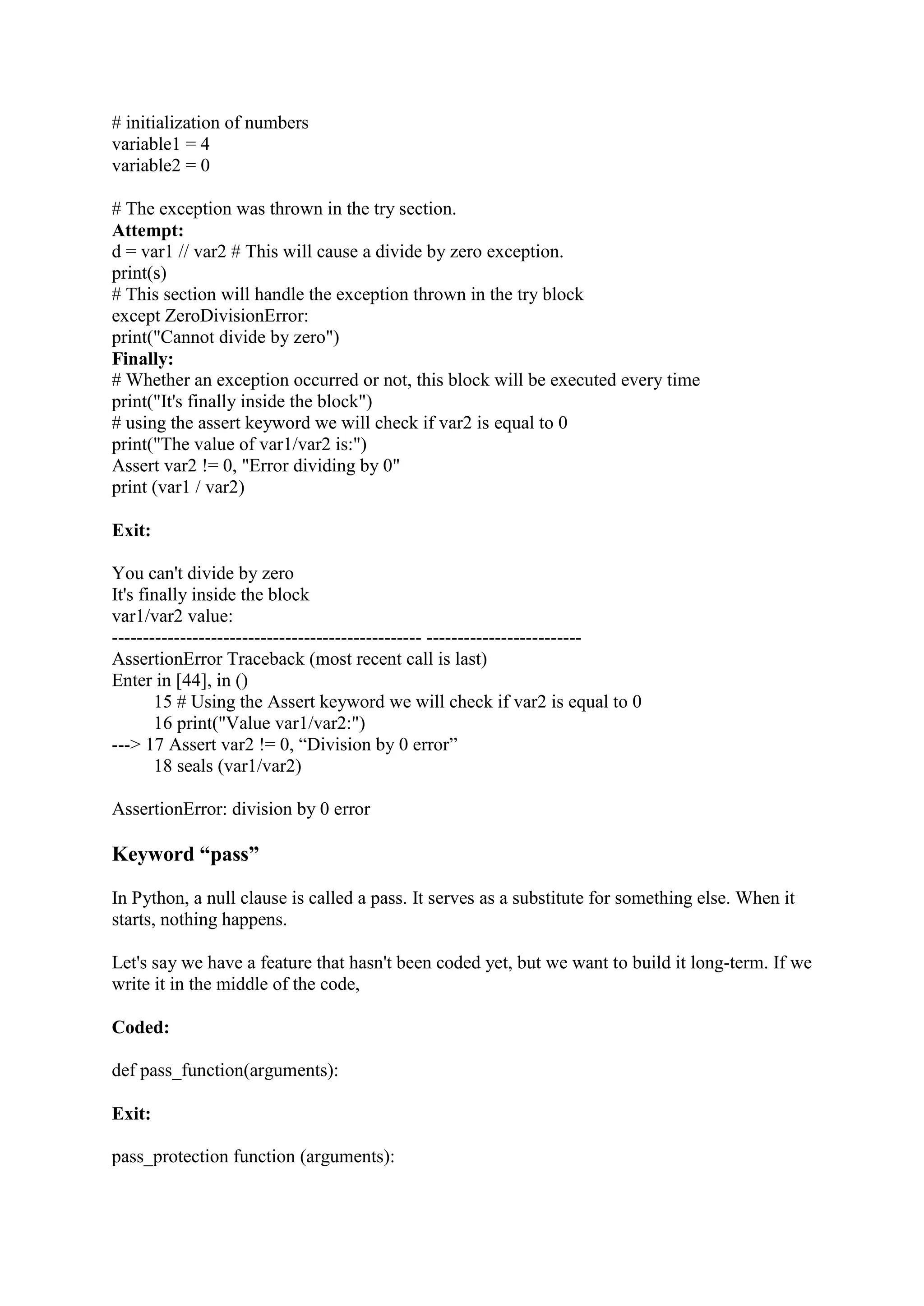 Python Keywords Docx