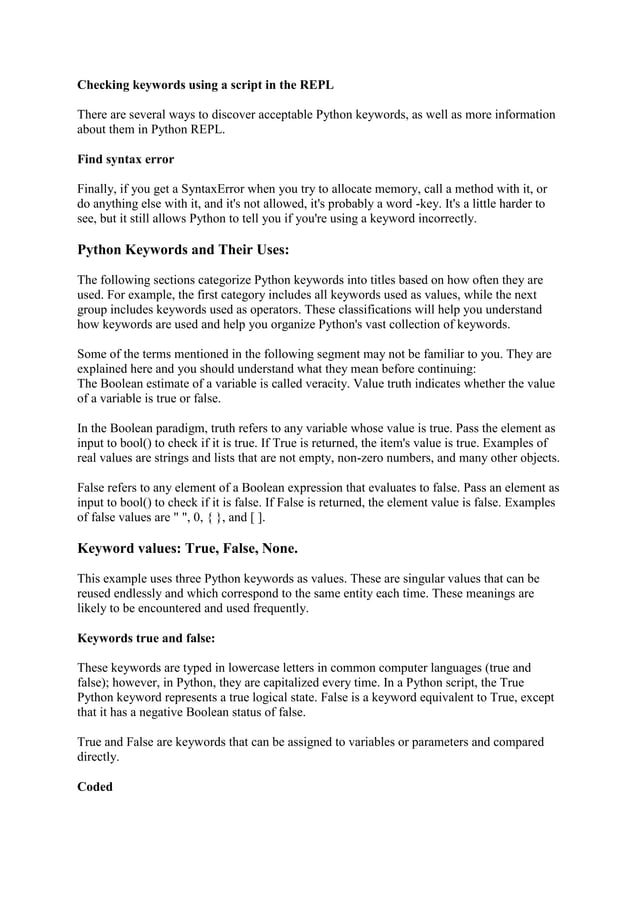 Python Keywords Pdf